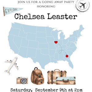 USA Map Invitation Template, Adventure Awaits Going Away Party Invite ...