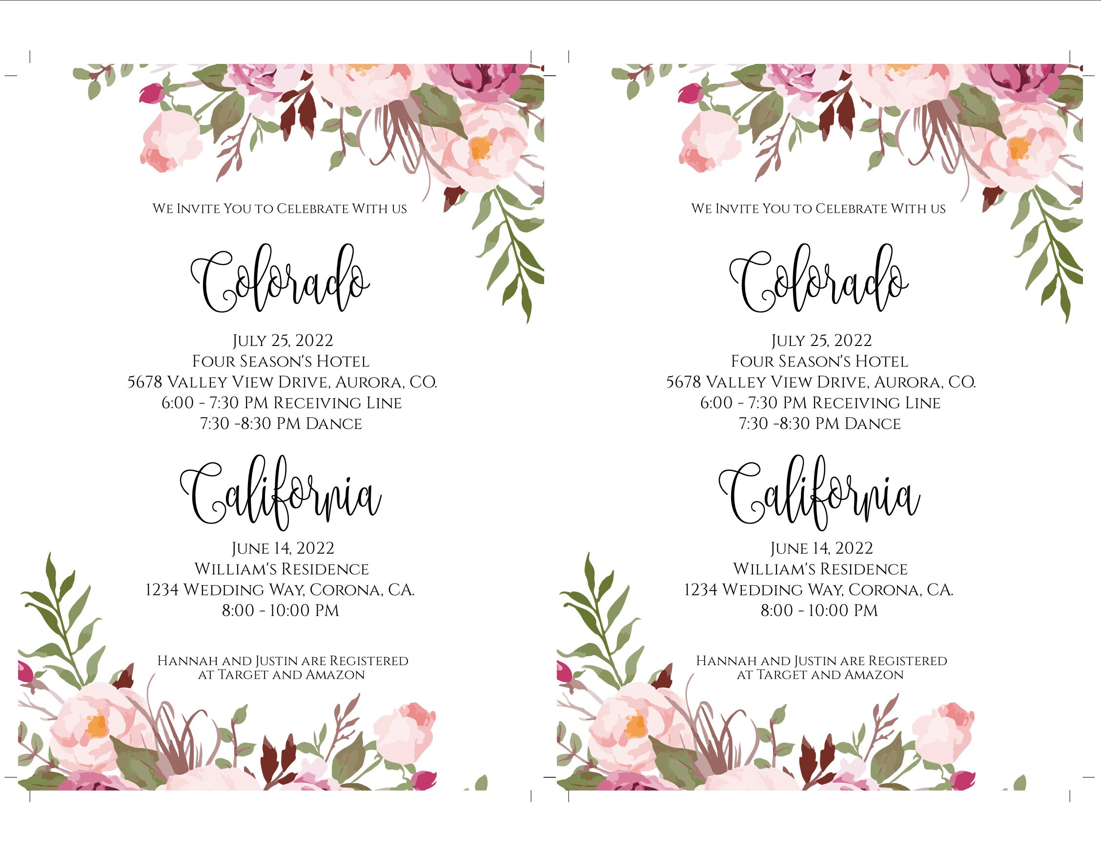 Two States Two Weddings, Multiple Weddings Invitation, EDITABLE Wedding ...