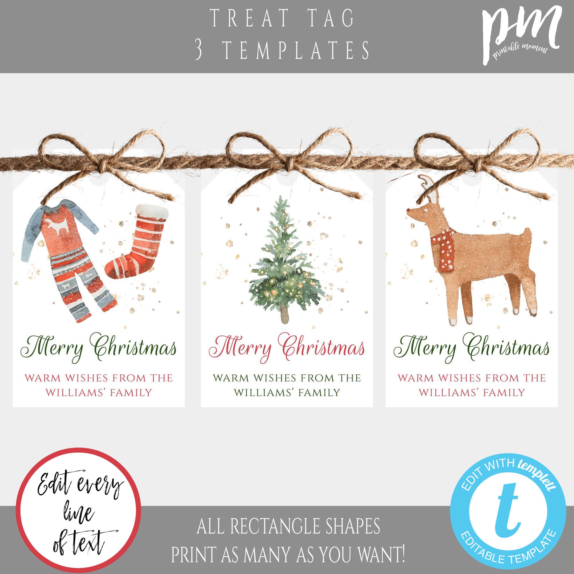 Warm Wishes Gift Tag Template Set of 3 Christmas Gift Tag | Etsy