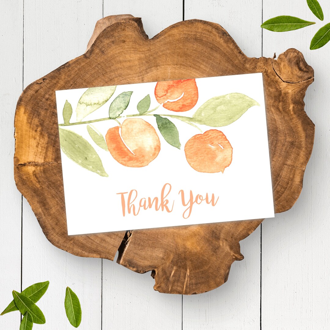 Peach Thank Card Template, Thank You Note Printable, Editable Card ...