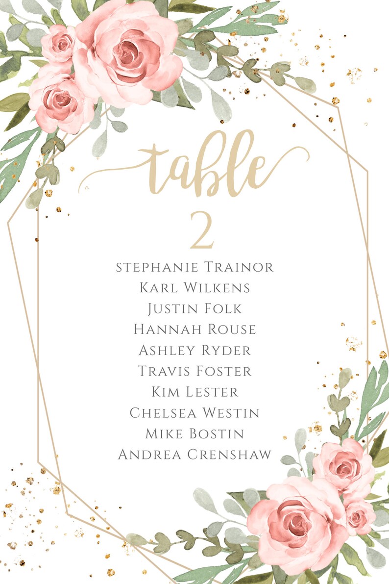 Printable Pink Floral Seating Chart 4 X 6 Card - Etsy