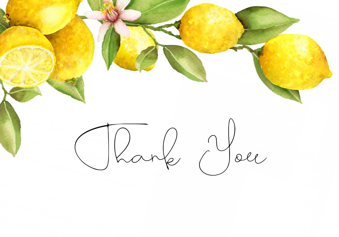 Lemon Thank You Card Template, Thank You Note Printable, Editable Card ...
