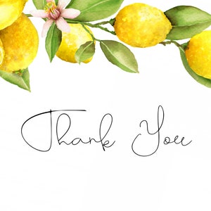 Lemon Thank You Card Template, Thank You Note Printable, Editable Card ...
