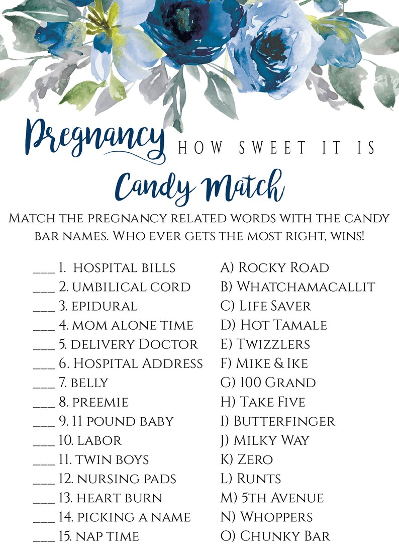 Blue Baby Shower Games Package Template, Games Bundle, Blue Floral Baby ...