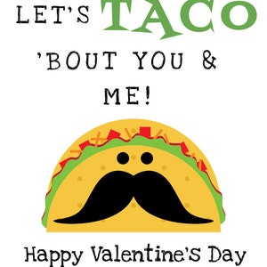Taco Valentine Card Template, Taco Valentines Cards for Kids Classroom ...