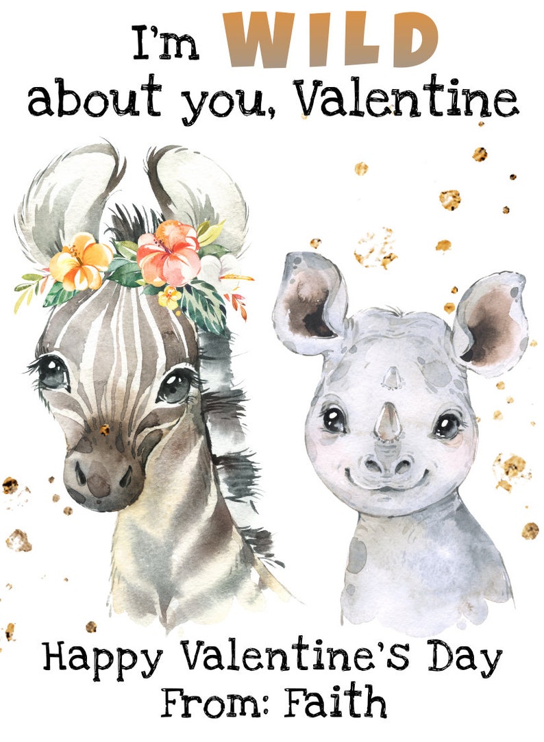 Jungle Valentine Card Template Safari Valentines Cards for - Etsy