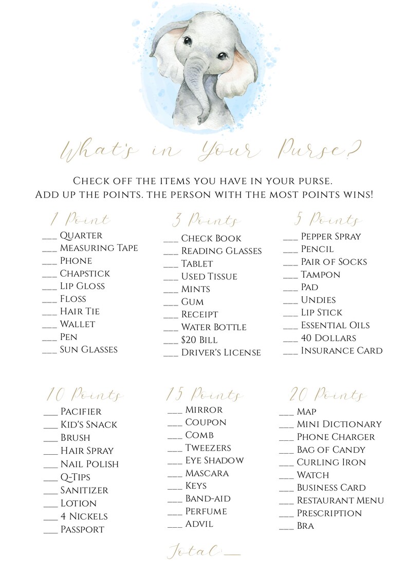 Blue Elephant Baby Shower Game Bundle Template Set Elephant - Etsy