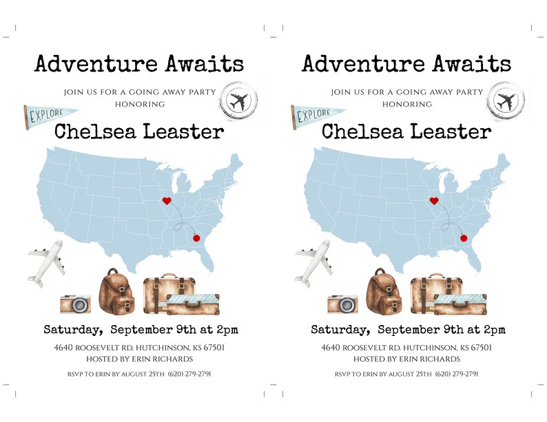 USA Map Invitation Template Adventure Awaits Going Away Party - Etsy