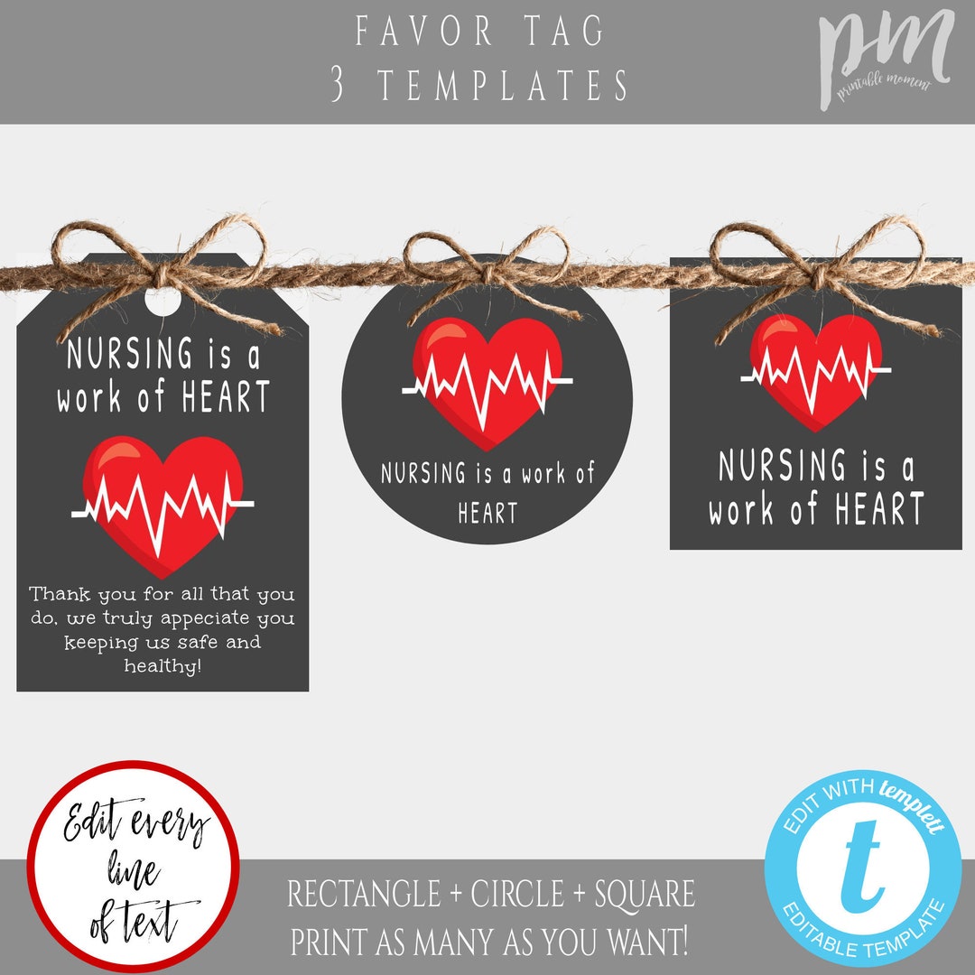 Nursing Appreciation Gift Tag Editable Template, Frontline Worker Well ...