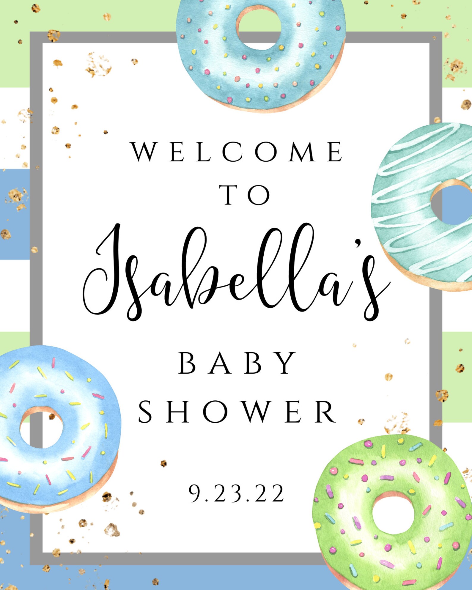 Donut Welcome Sign Template for Boy Baby Shower Donuts - Etsy