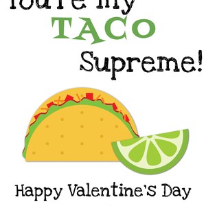 Taco Valentine Card Template, Taco Valentines Cards for Kids Classroom ...