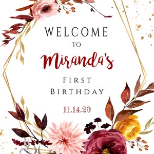 Fall Birthday Welcome Sign Template, Welcome Door Poster, Editable ...