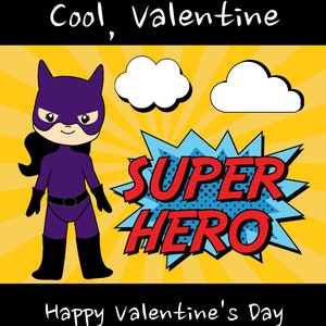 Super Hero Girl Valentine Card Template, Printable Superhero Valentines ...