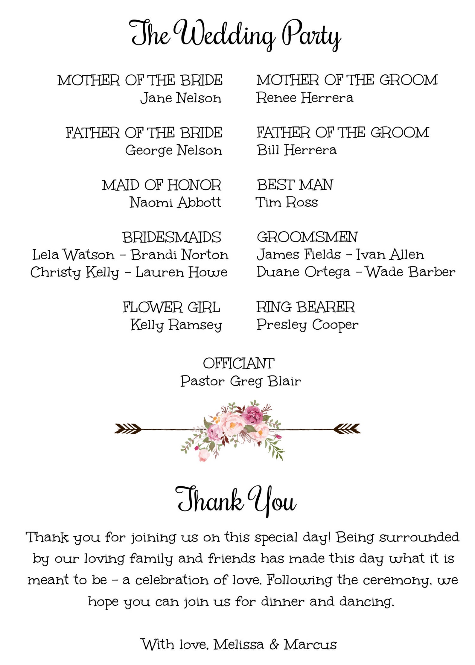 Pink Floral Wedding Program Template Wedding Program Order | Etsy