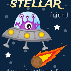 Space Valentine Card Template, Outer Space Valentines Cards for Kids ...
