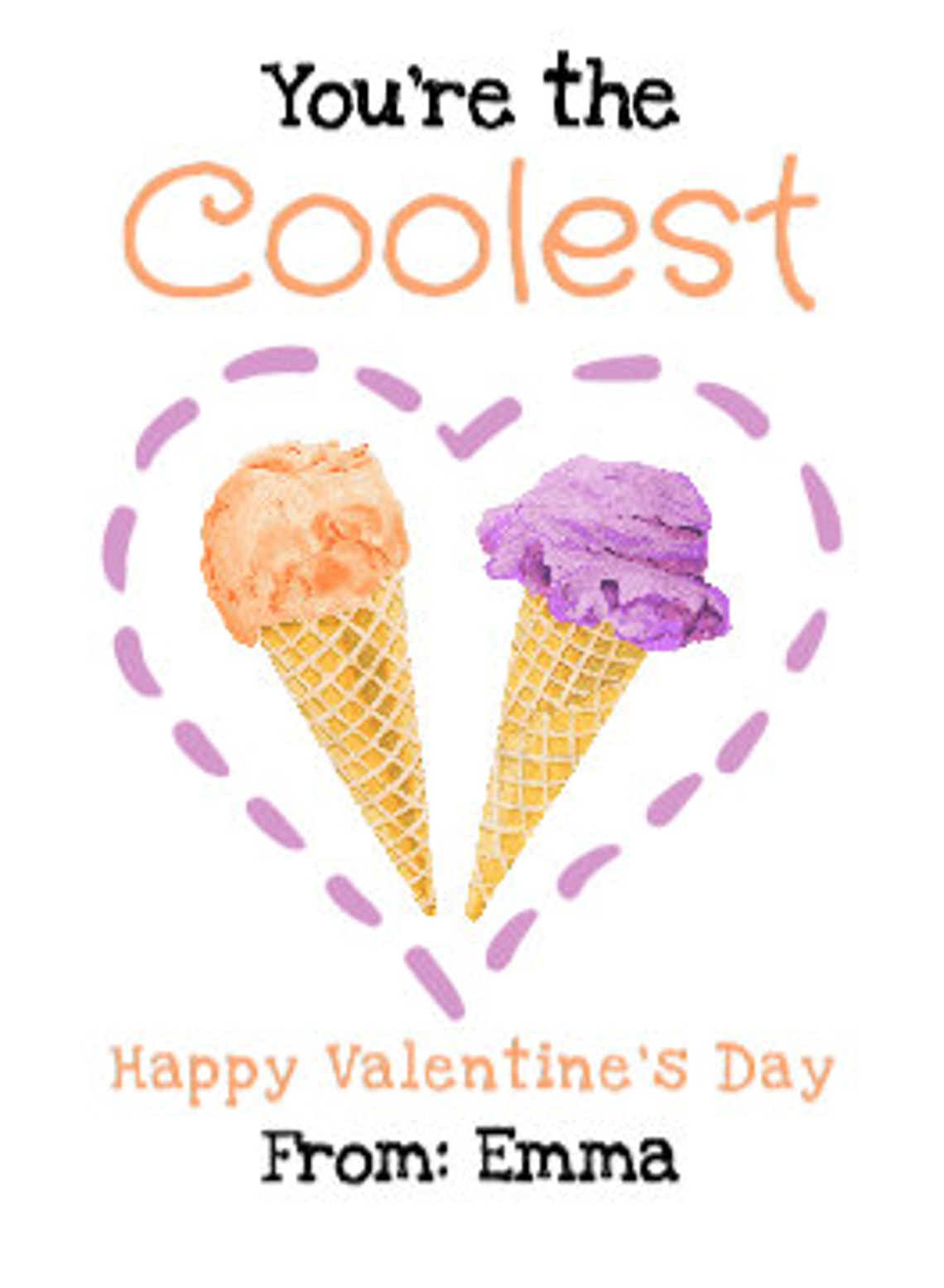 Ice Cream Valentines Day Card Template Ice Cream Valentines Etsy Sweden