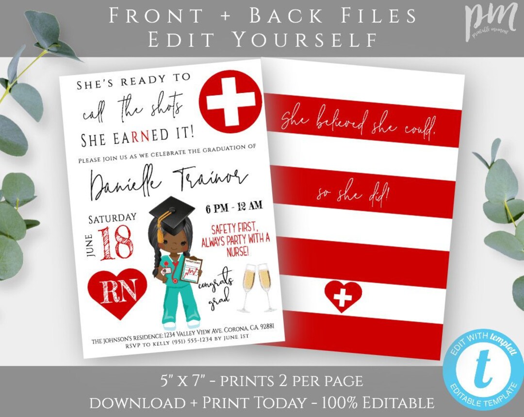 Nurse Graduation Party Invitation Template, Nursing Graduation ...