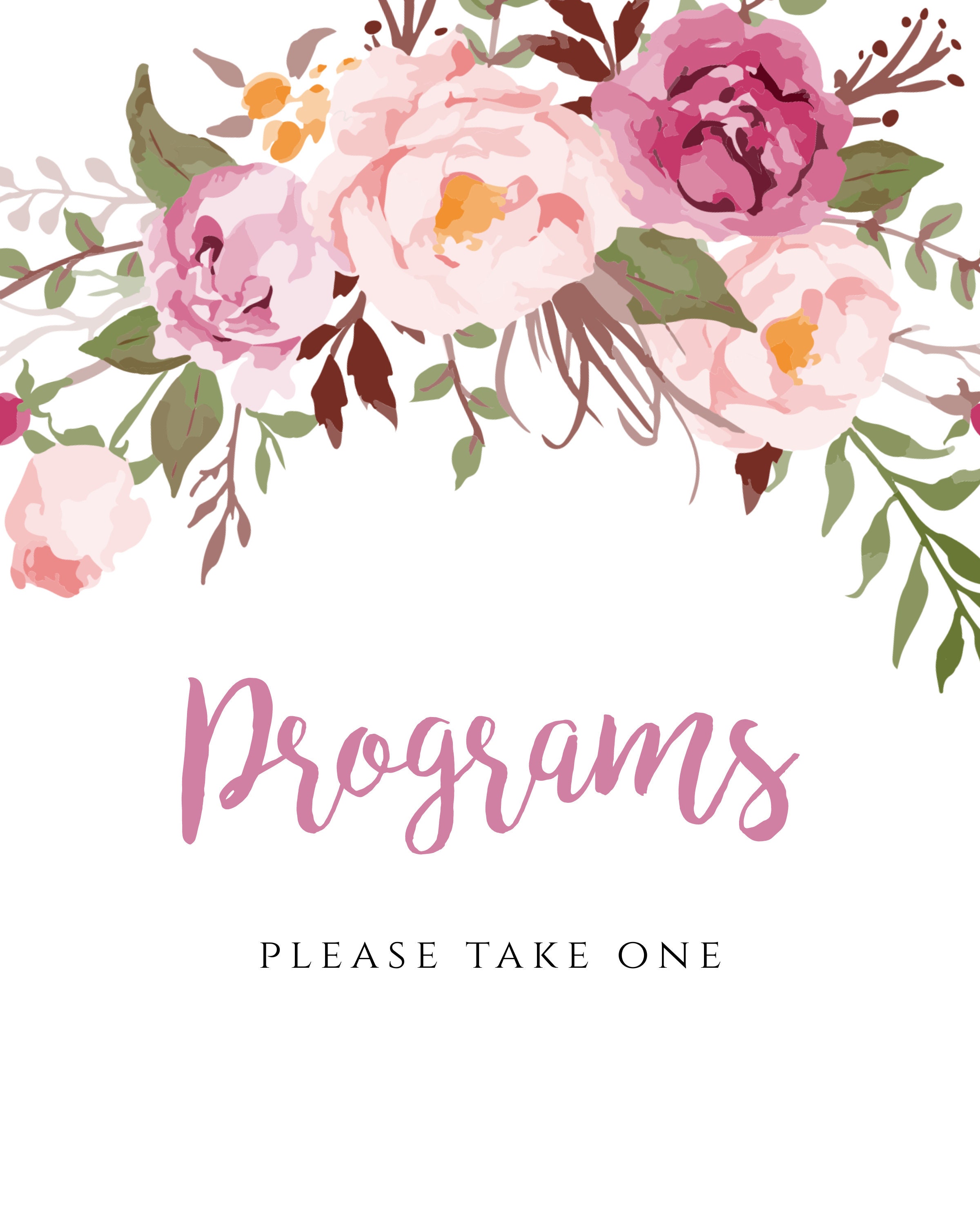 Pink Program Sign Template Funeral Program Sign Funeral - Etsy