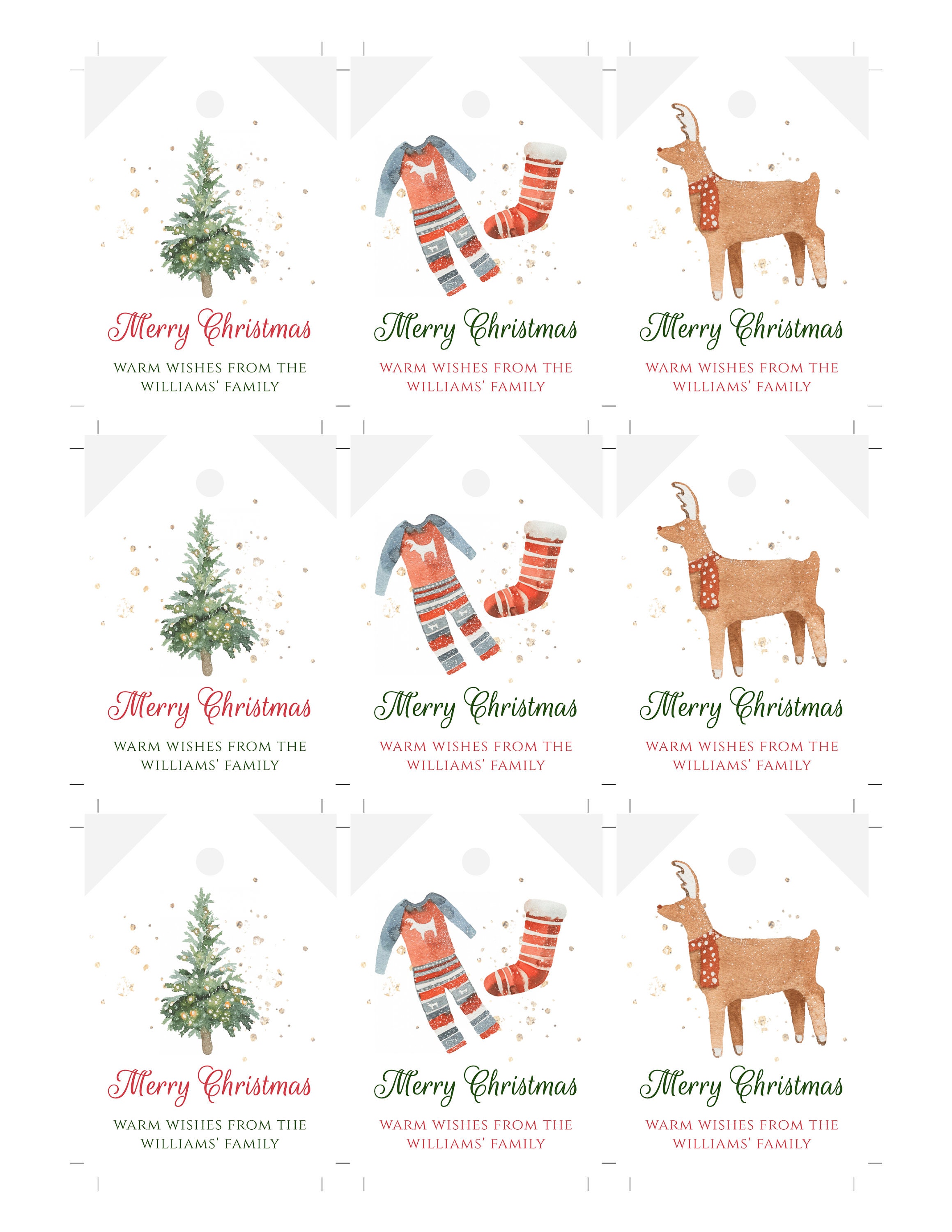Warm Wishes Gift Tag Template Set of 3 Christmas Gift Tag - Etsy
