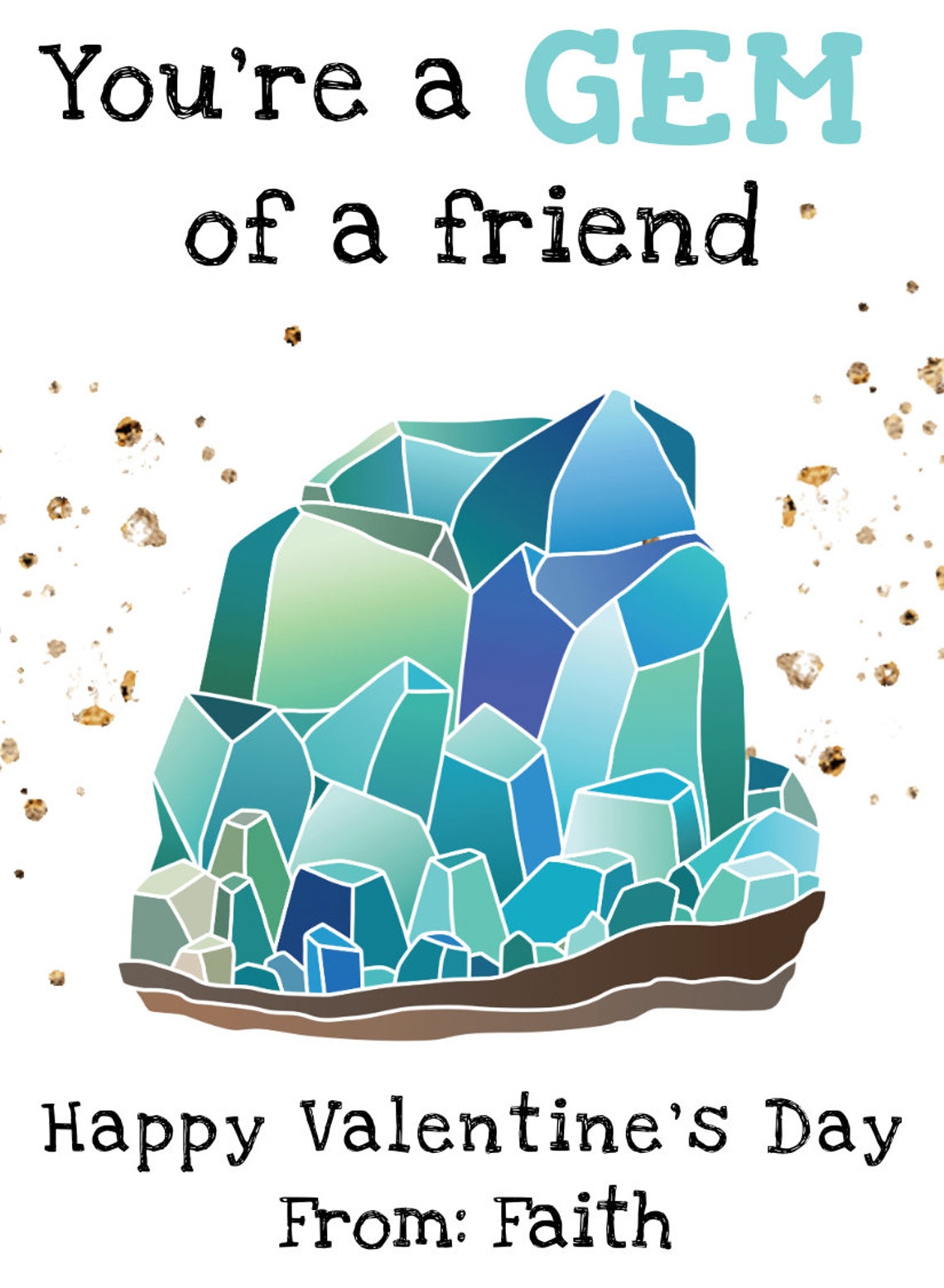 Gem Valentines Day Card Template Jewel Valentines Cards for - Etsy