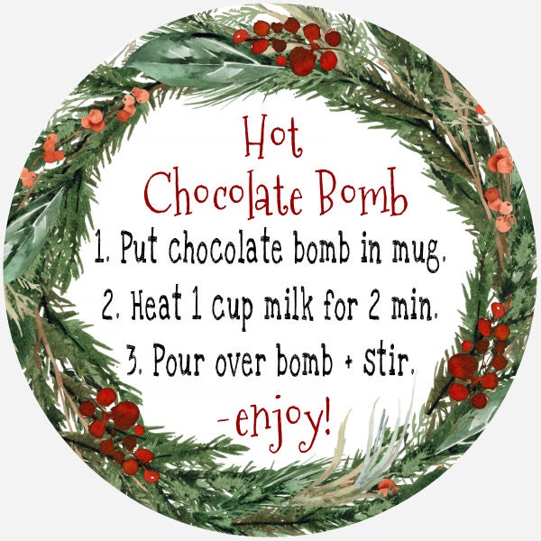 Hot Chocolate Bomb Instructions Favor Tag Template Hot Cocoa - Etsy