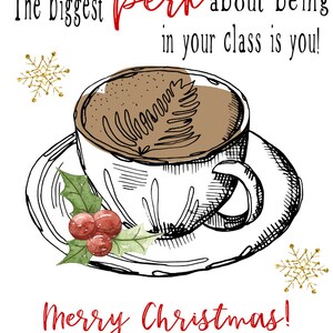 Teacher Gift Tag Template for Christmas Appreciation Gift Tag Coffee ...