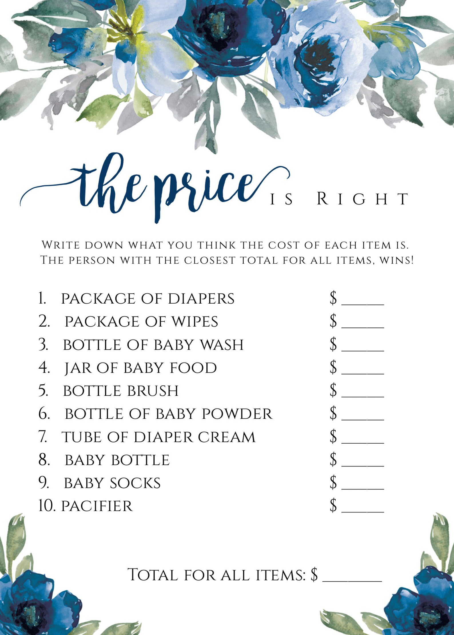 Blue Baby Shower Games Package Template Games Bundle Blue | Etsy