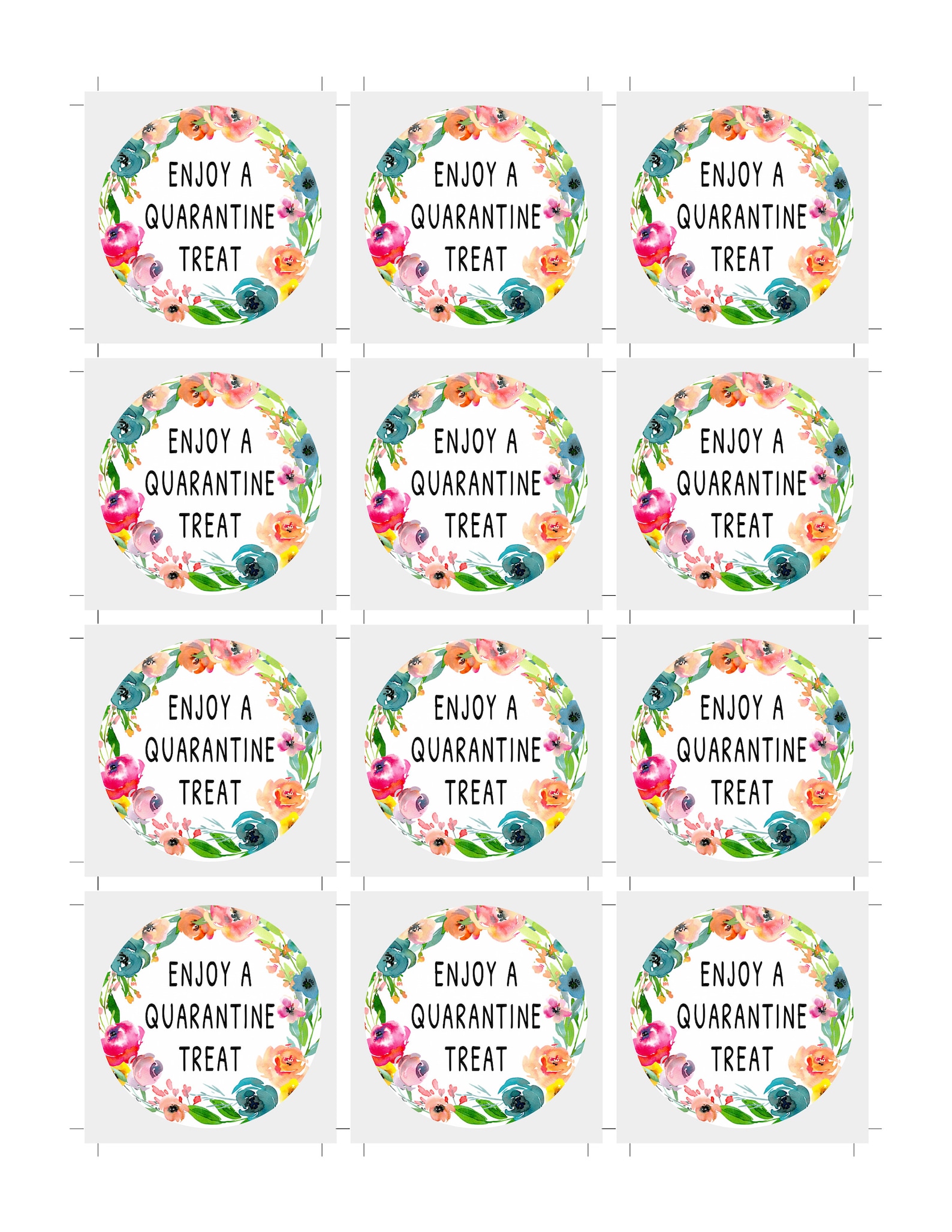 Quarantine Treat Tag Editable Template, Social Distancing Well Wishes ...