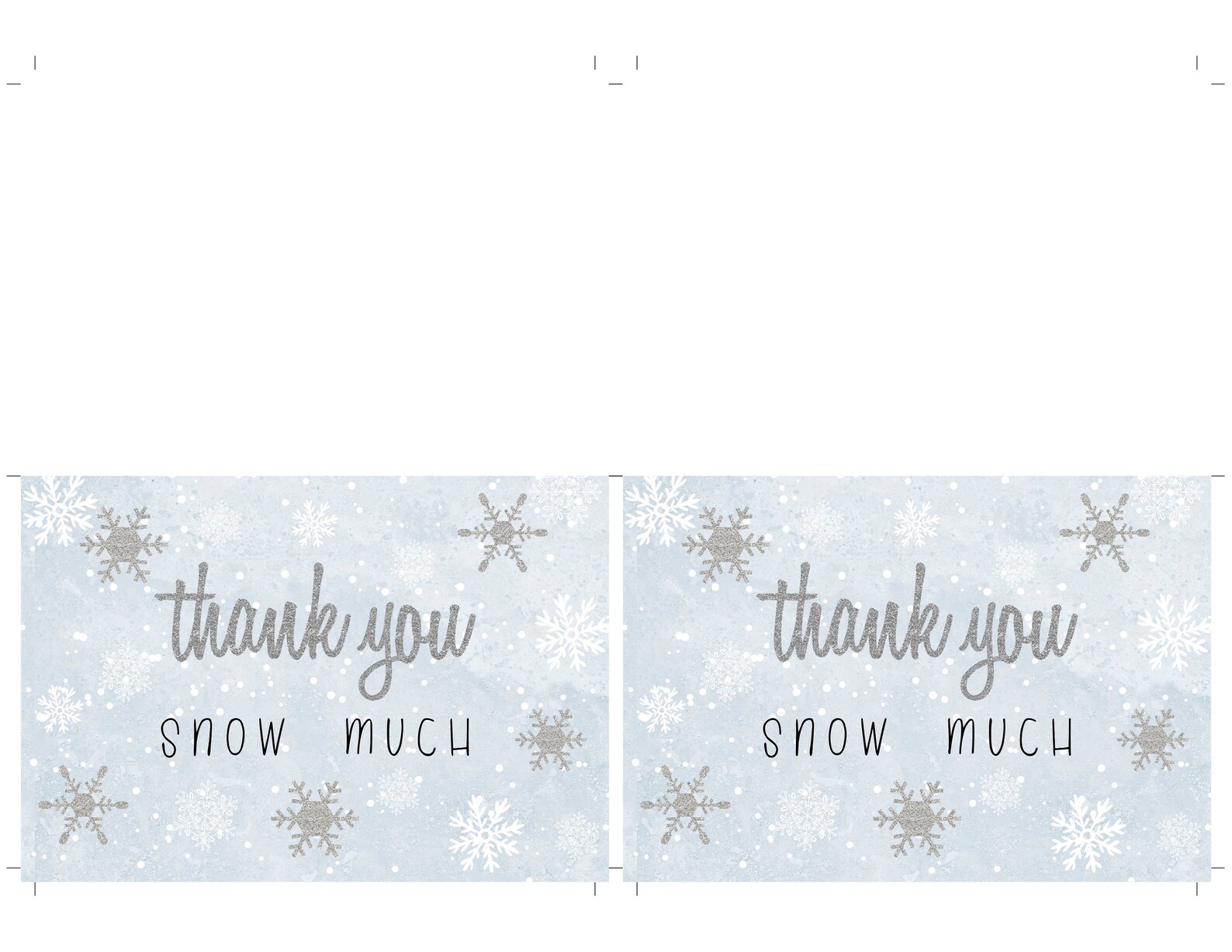 Winter One-derland Thank You Snow Much Card Template Blue - Etsy