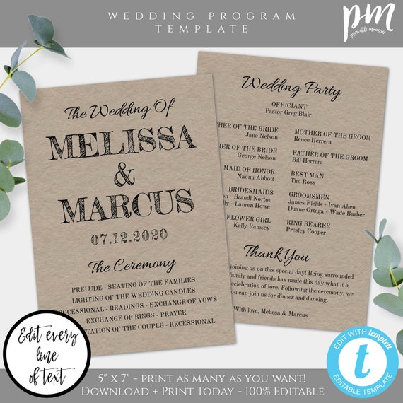Rustic Wedding Ceremony Program Cover Examples Wedding Program Sign