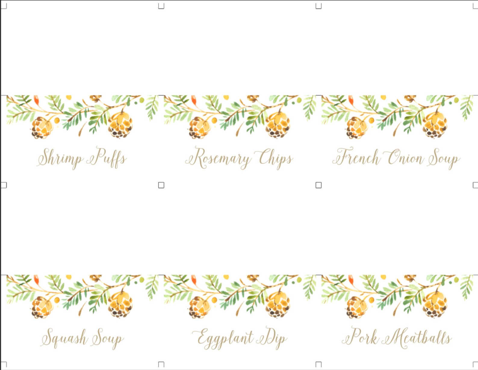 Fall Party Decor, Printable Tent Fold Food Label Card Template, Fall ...