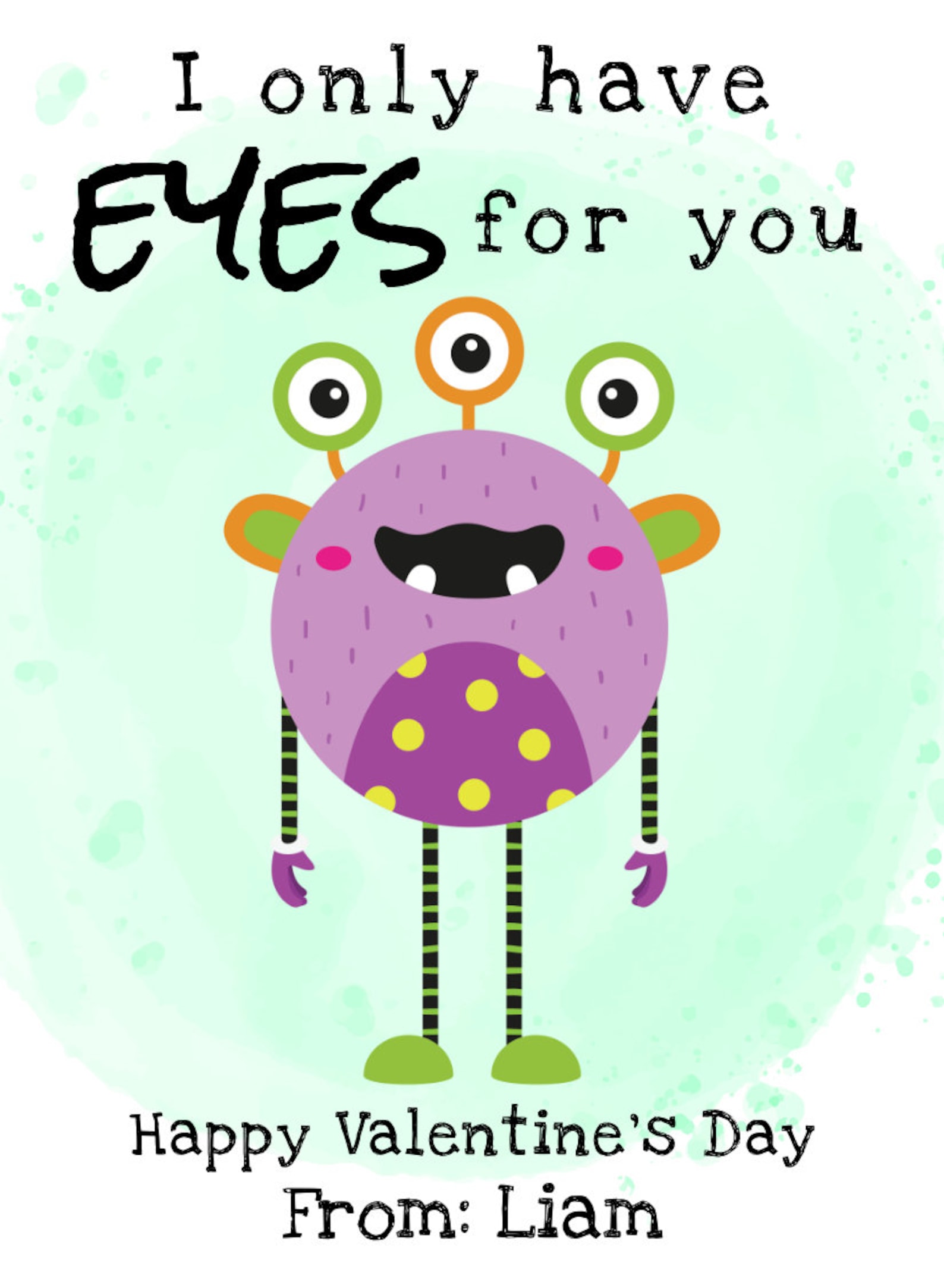 Monster Valentines Day Card Template Monster Valentines Cards | Etsy