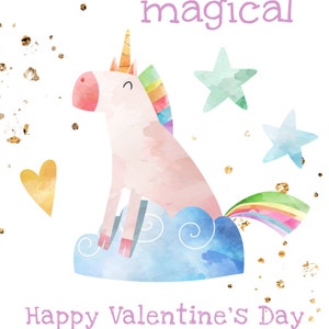 Unicorn Valentines Day Card Template, Unicorn Valentines Cards for Kids ...