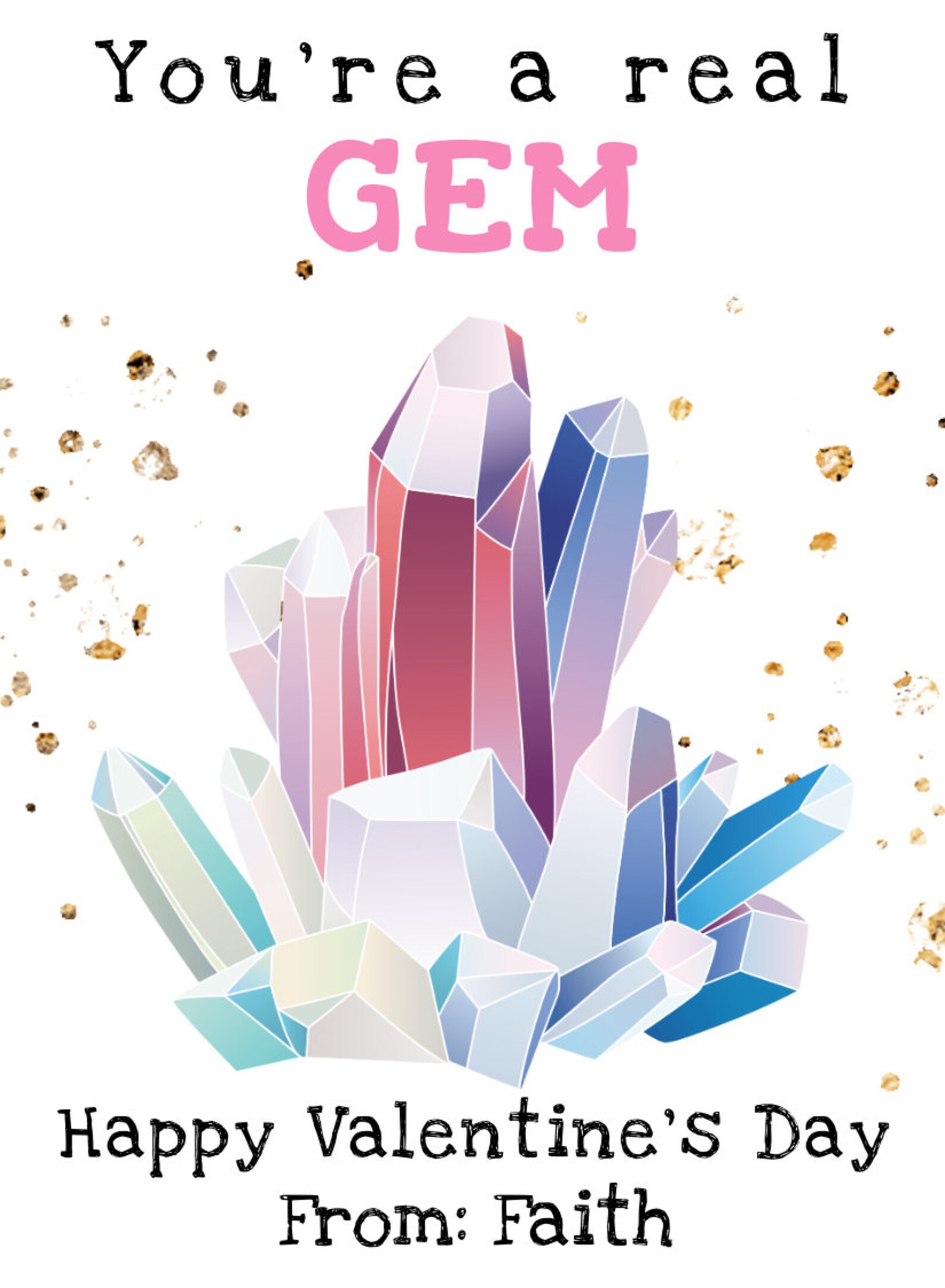 Gem Valentines Day Card Template Jewel Valentines Cards for - Etsy