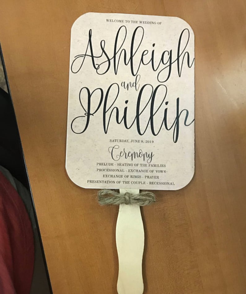 Rustic Wedding Program Fan Template Calligraphy Script - Etsy