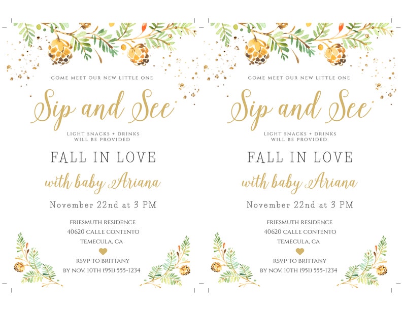 Fall Sip and See Invitation Template Meet and Greet Invite | Etsy
