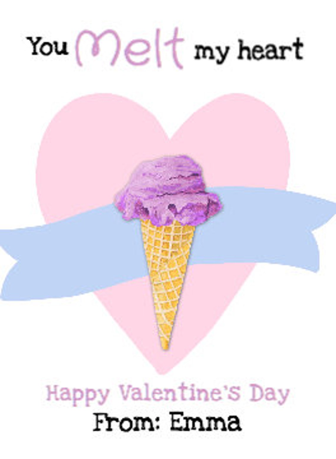 Ice Cream Valentines Day Card Template Ice Cream Valentines - Etsy