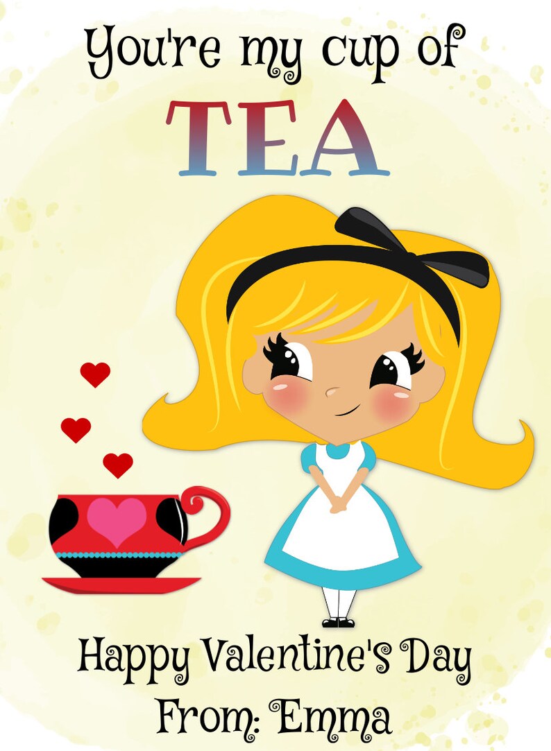 Tea Party Valentines Day Card Template, Valentines Cards for Kids ...