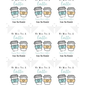 We Miss You a Latte Coffee Gift Tag Template, Quarantine Treat Tag ...