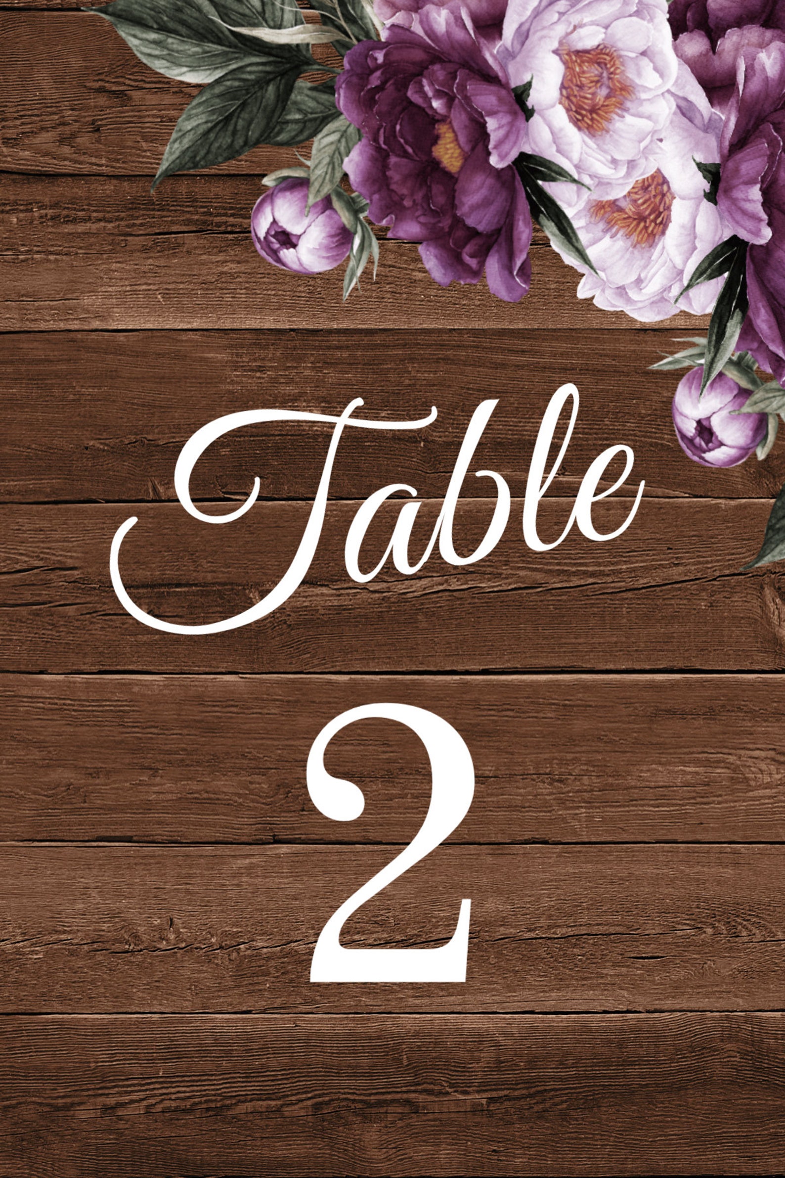 Rustic Table Number Template Purple Floral Table Number - Etsy