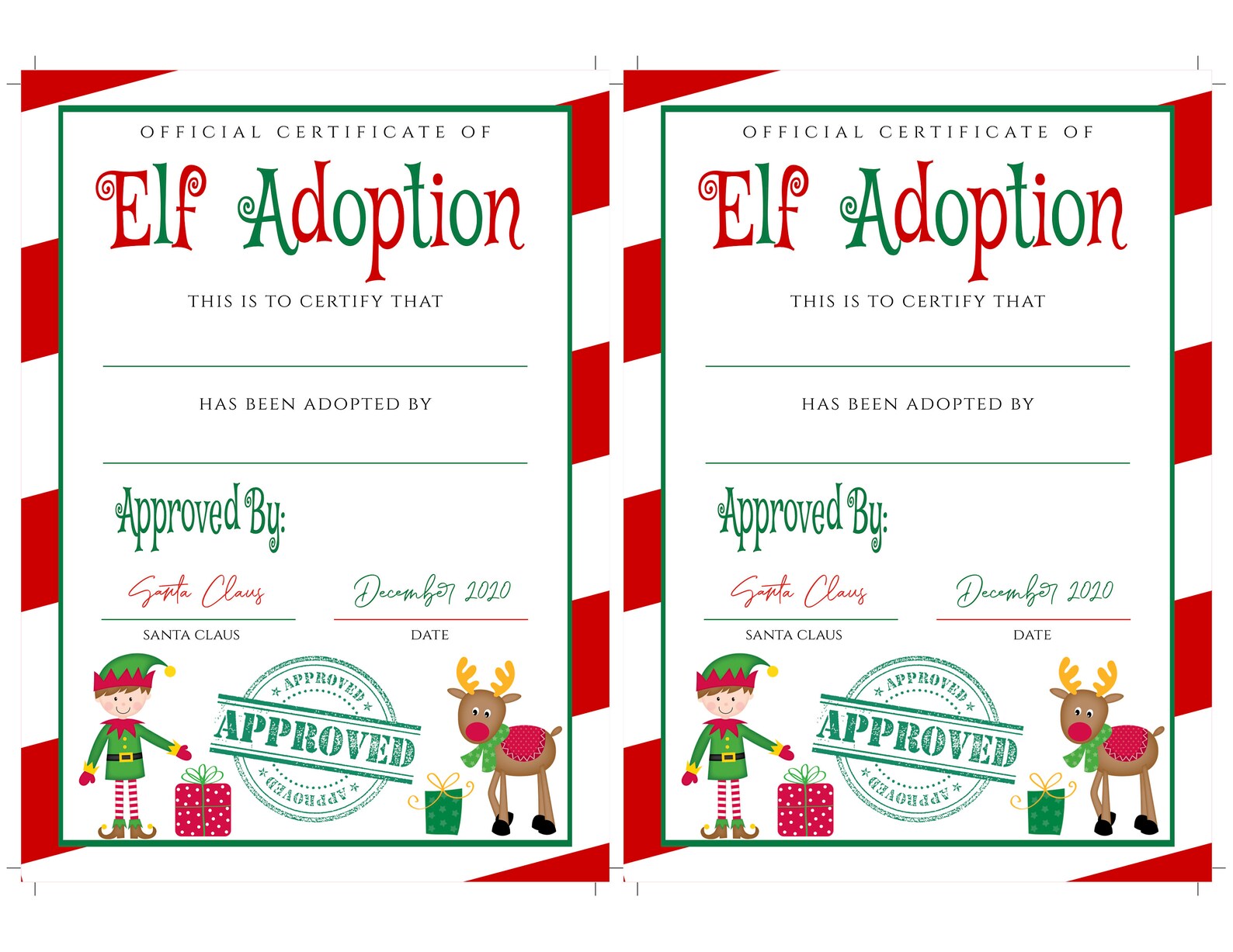 Elf Adoption Certificate Template Editable Christmas Letter - Etsy