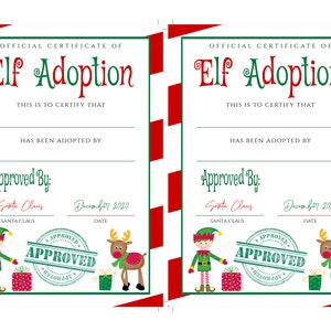 Elf Adoption Certificate Template, Editable Christmas Letter, Printable ...