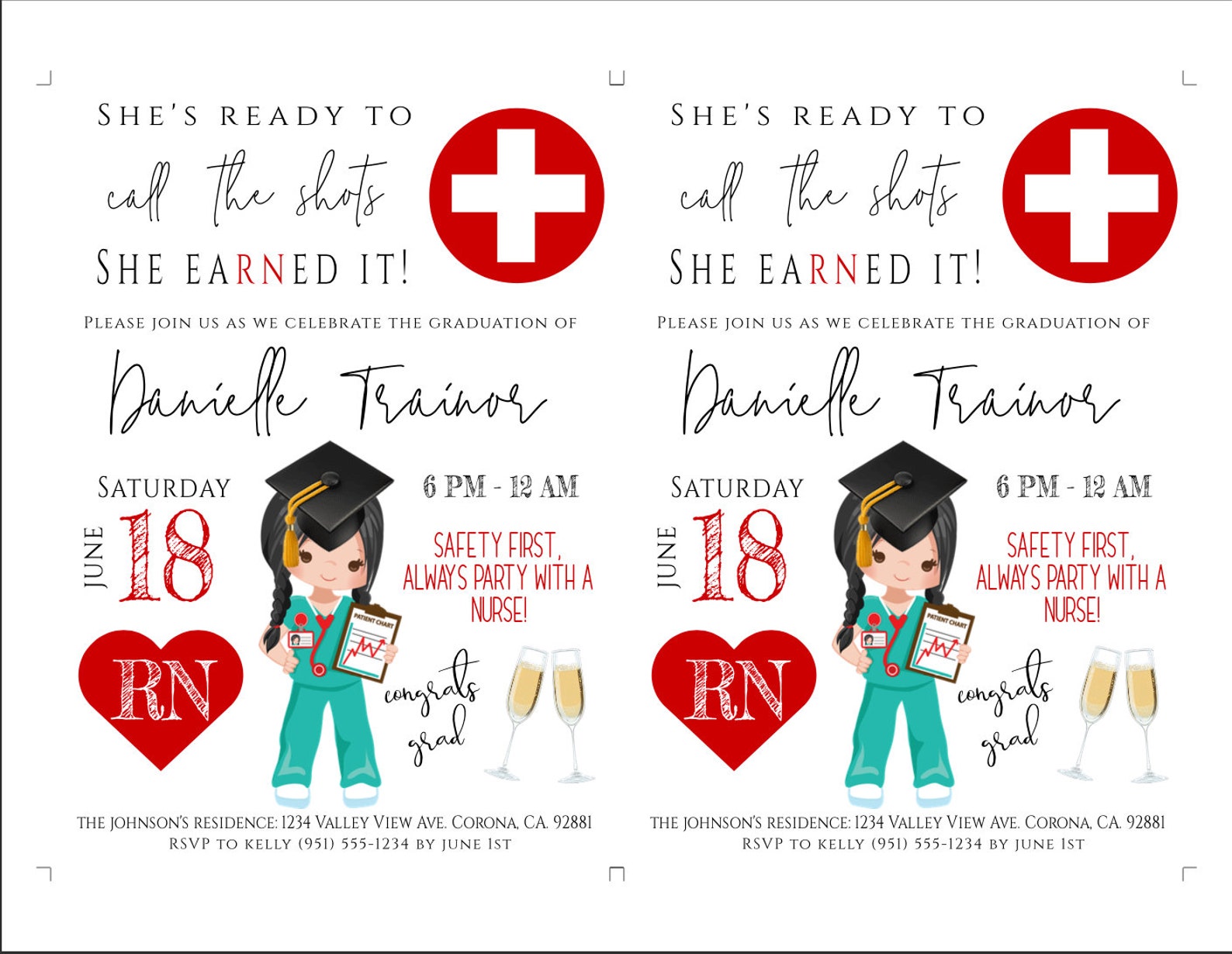 Nurse Graduation Party Invitation Template Nursing Graduation - Etsy