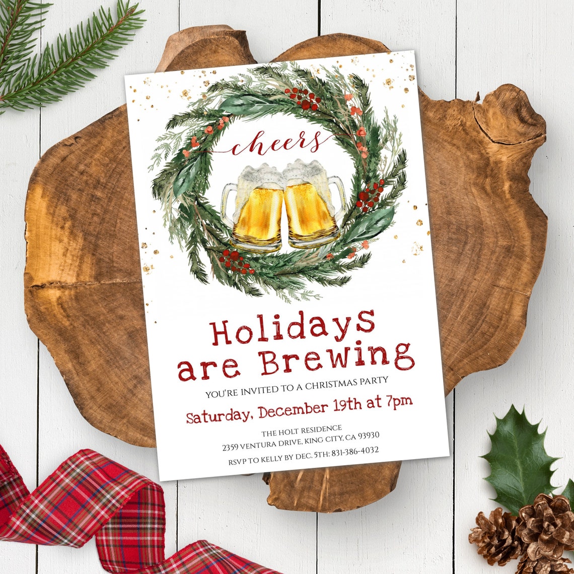 Holidays Are Brewing Christmas Party Invitation Template | Etsy