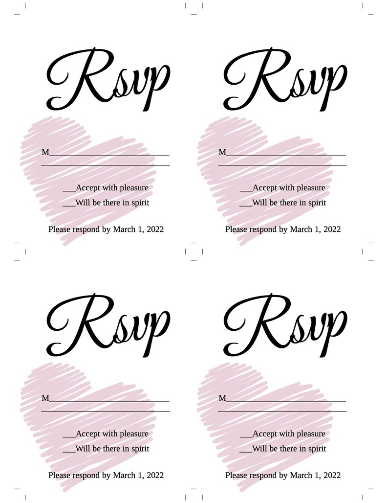 Heart Wedding Invitation Template, Printable Invitation, Instant ...