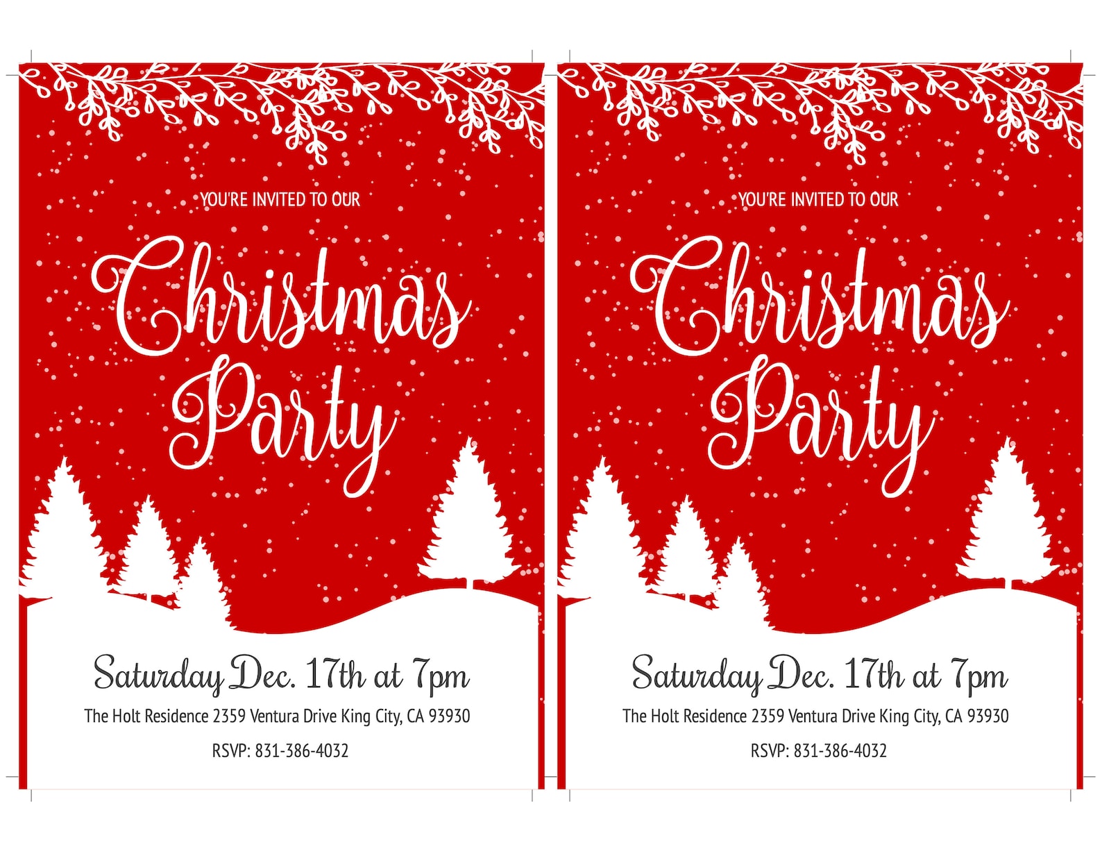 Red Christmas Party Invitation Template Instant Download - Etsy