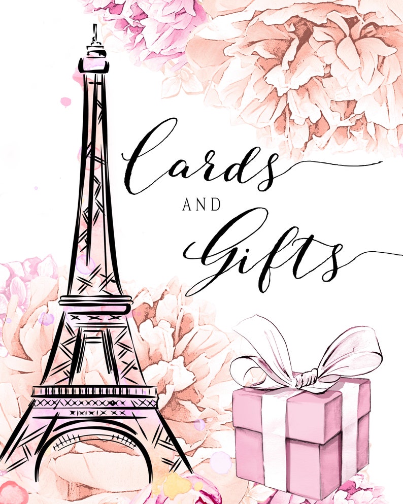 Paris Cards and Gifts Sign Template, Printable Paris Gift Table Sign ...