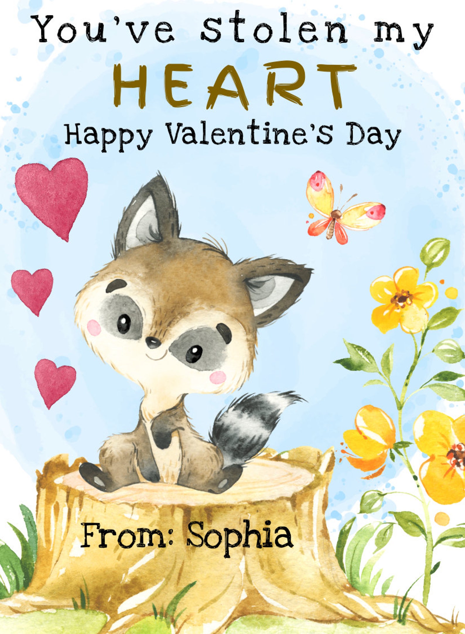 Woodland Animal Valentines Day Card Template Forest Animal - Etsy