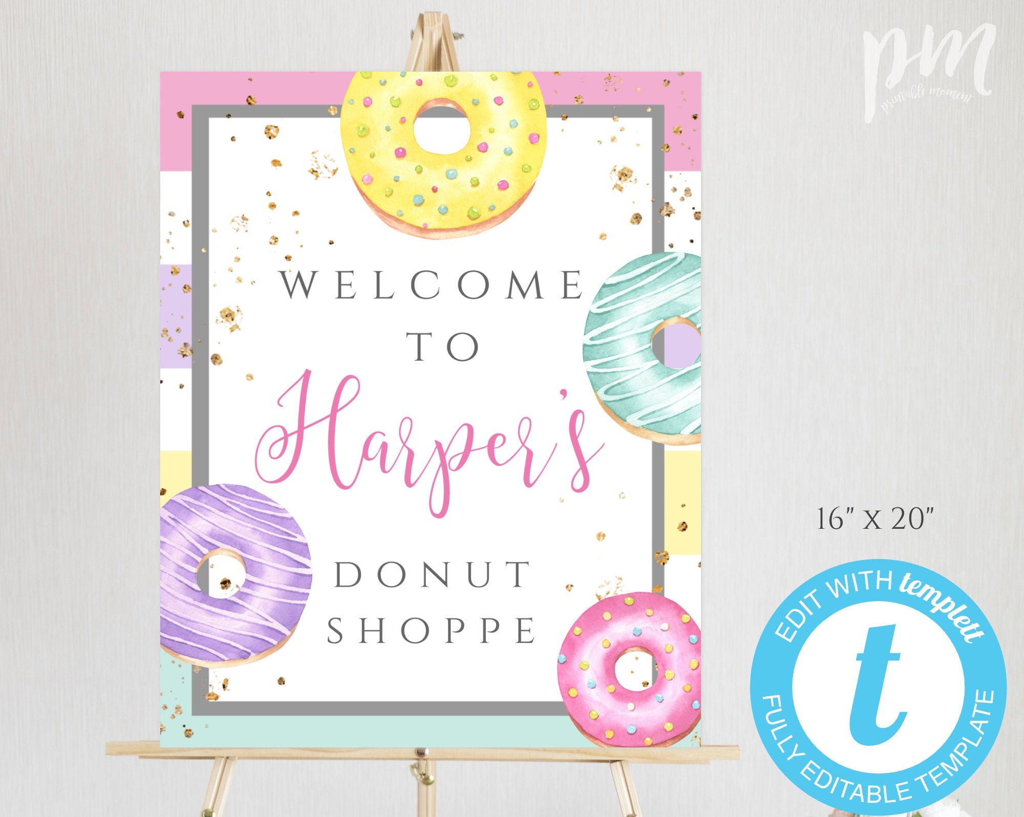 Donut Birthday Welcome Sign Template, Welcome Birthday Sign, Welcome ...