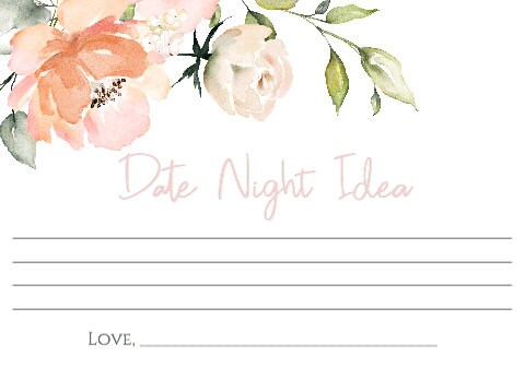 Date Night Ideas Sign Card Template Peach Bridal Shower | Etsy